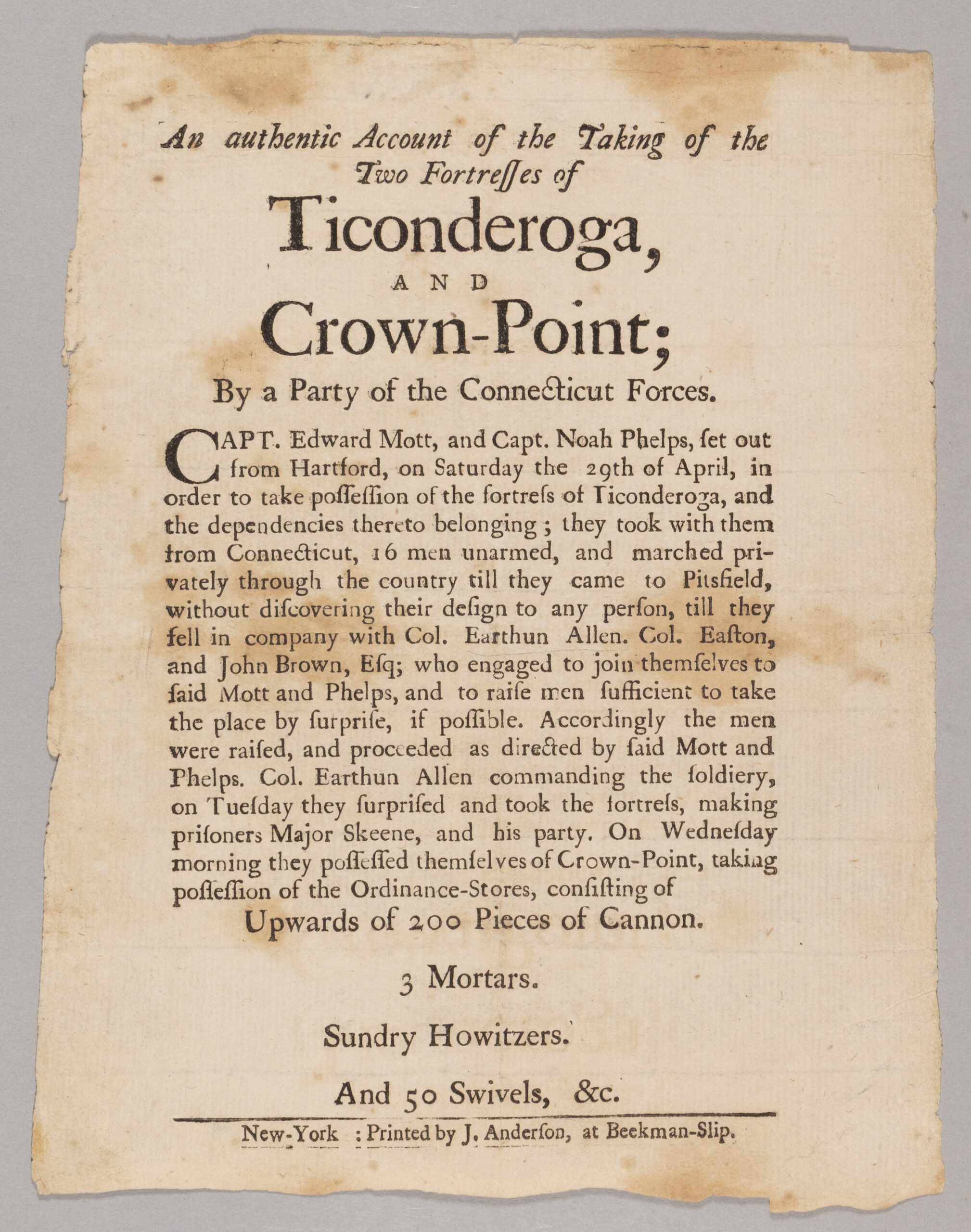The Fall of Ticonderoga and the Beginning of the Revolutionary War